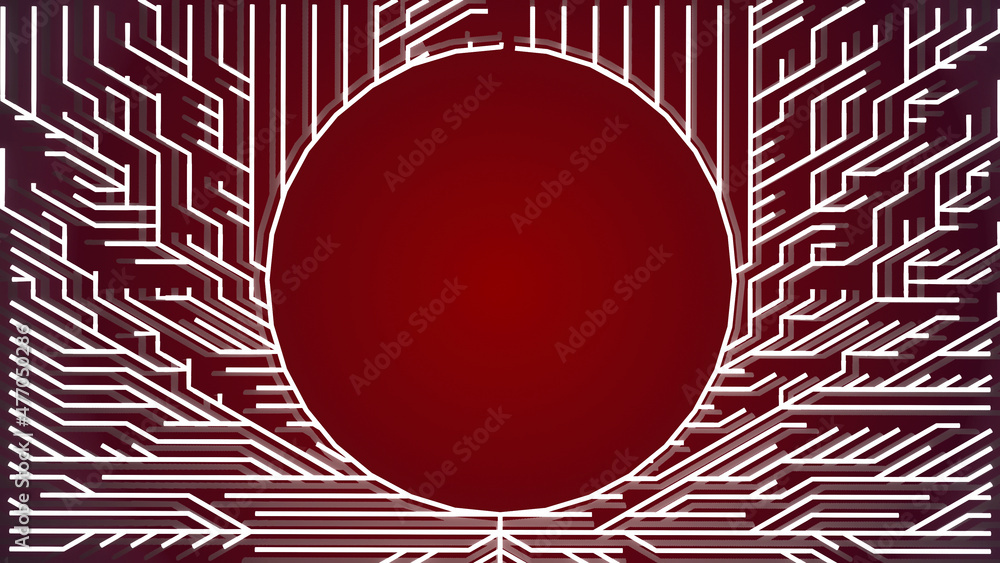 Abstract white wireframe on red bg. Ai growing geometric pattern of ...