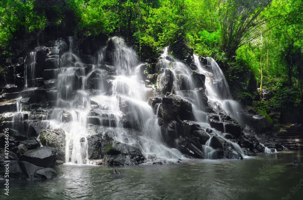 Kanto Lampo Waterfall in jungle Ubud, Bali island Indonesia. Tropical ...
