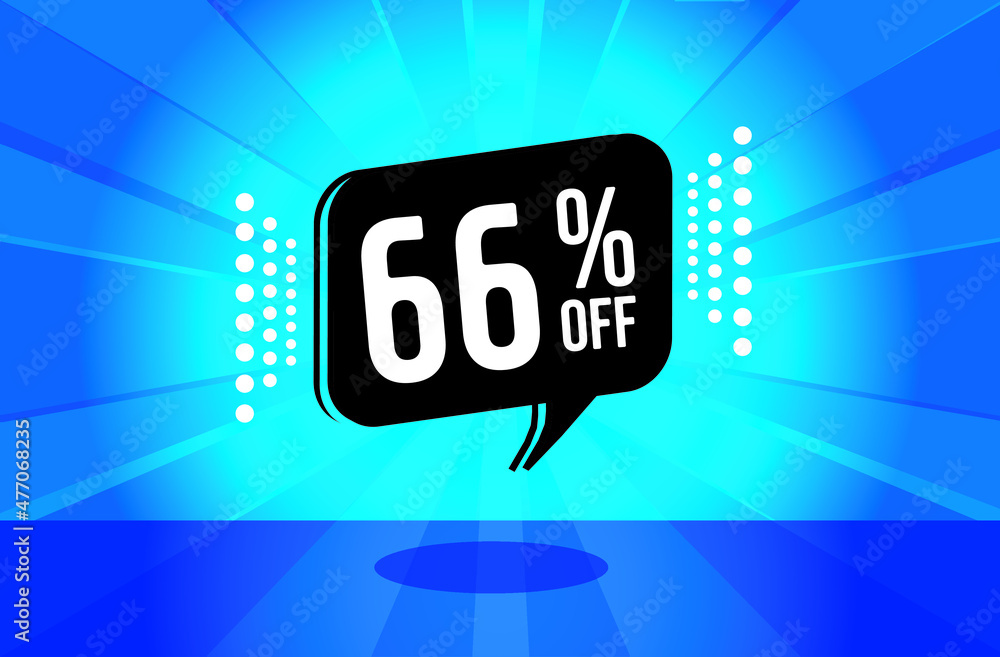 66 percent discount. blue banner with floating balloon for promotions ...