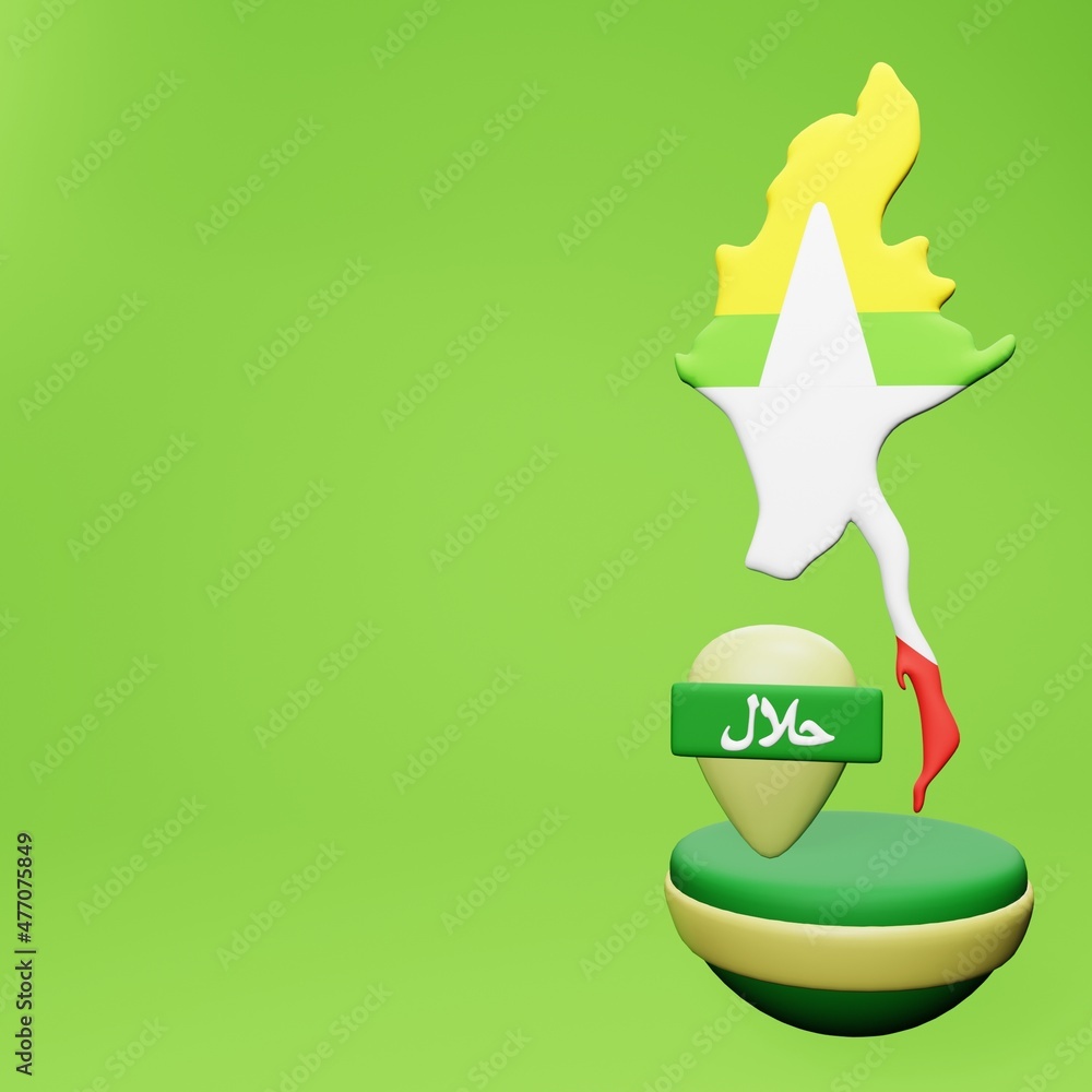 3d rendering of halal locations and tours in Myanmar for Eid Al Adha ...