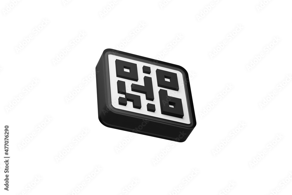 3D Isolated QR Code Matrix Barcode Scan Render Illustration on White ...