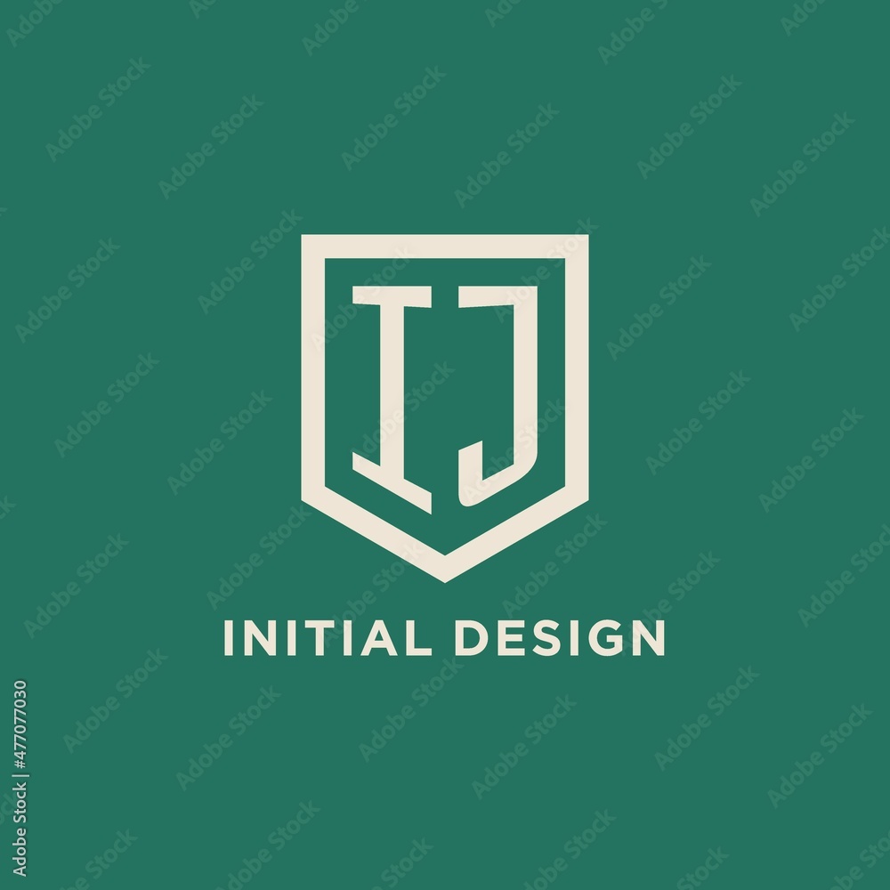 IJ initial logo monogram shield geometric shape design Stock Vector ...