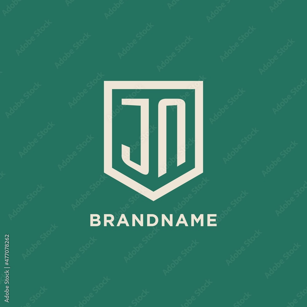 JN initial logo monogram shield geometric shape design Stock Vector ...