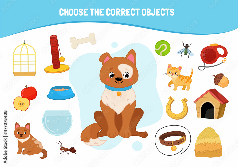 Educational game for children. Cartoon cute girl. Choose the correct ...