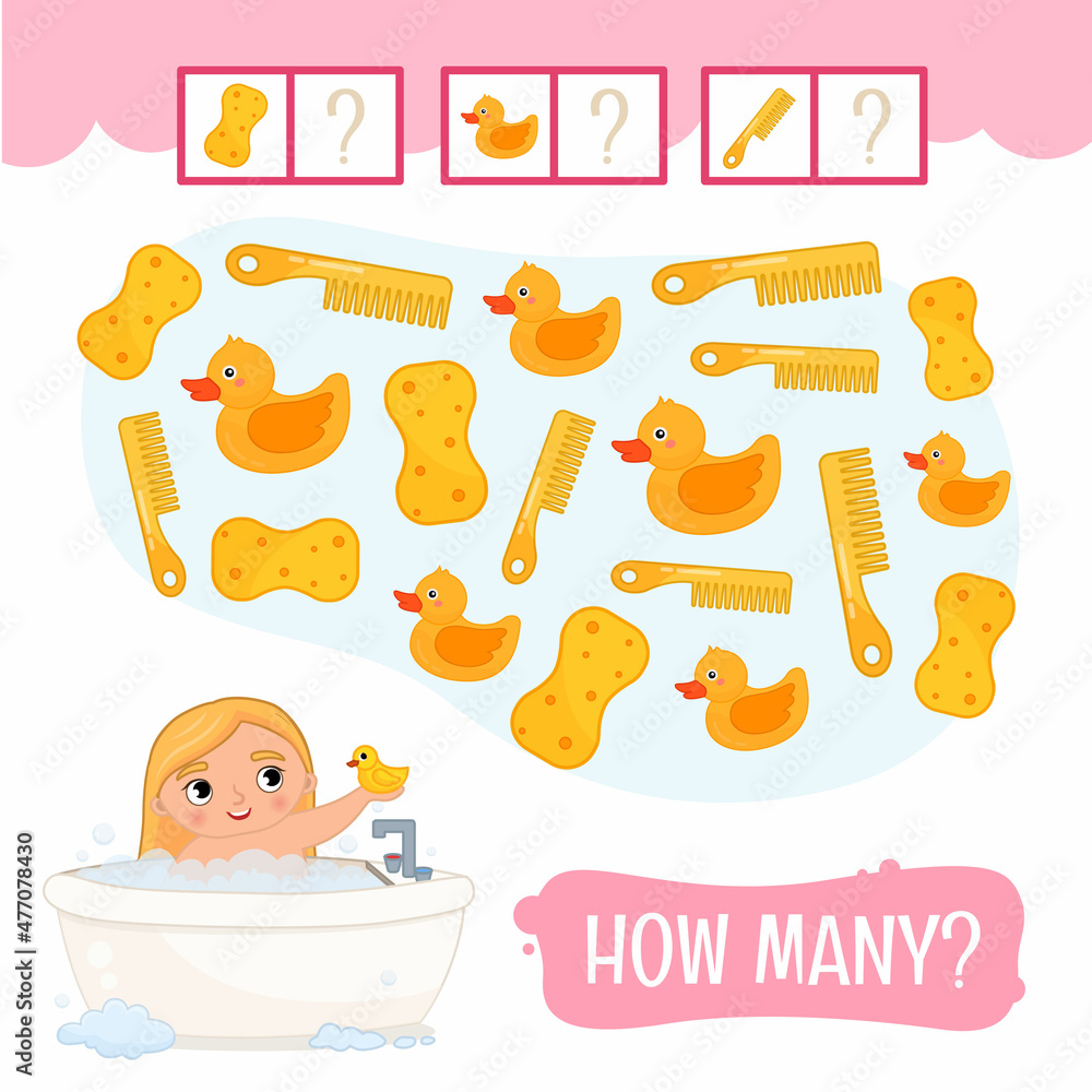 Counting educational children game, math kids activity sheet. How many ...