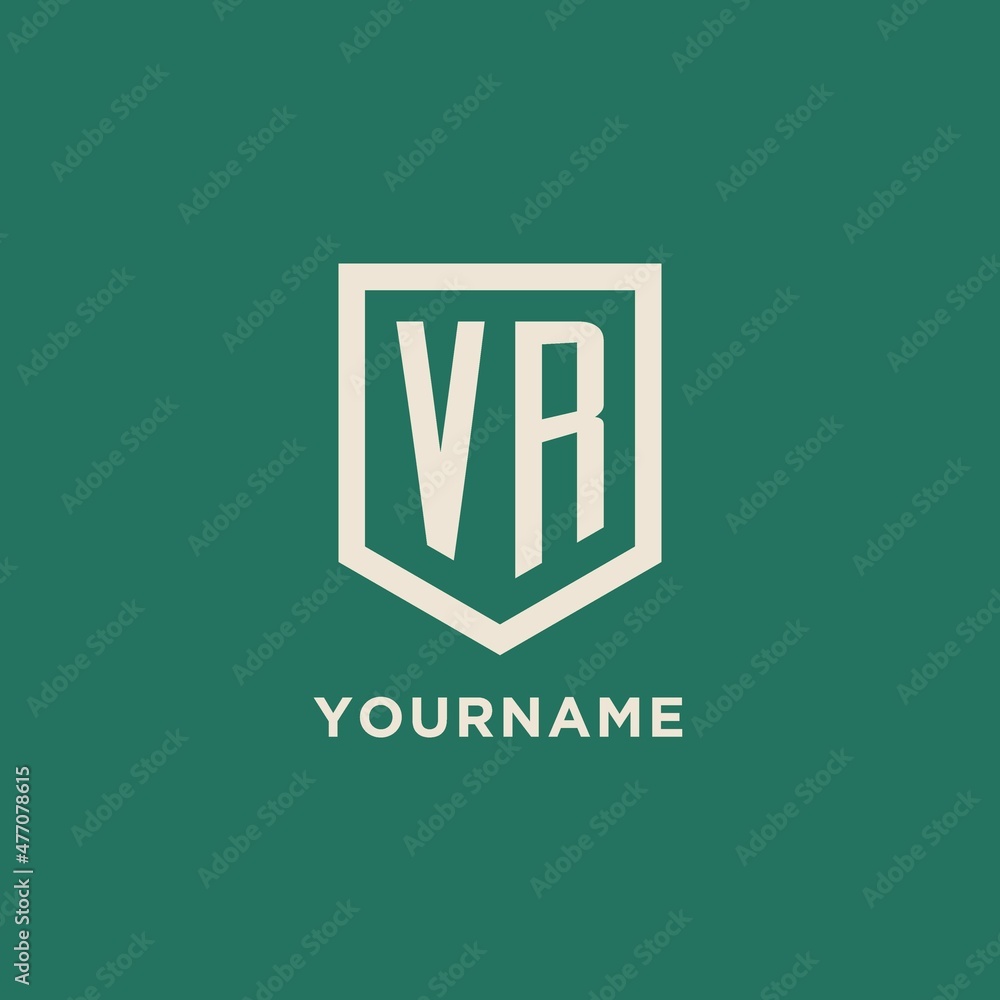 VR initial logo monogram shield geometric shape design Stock Vector ...