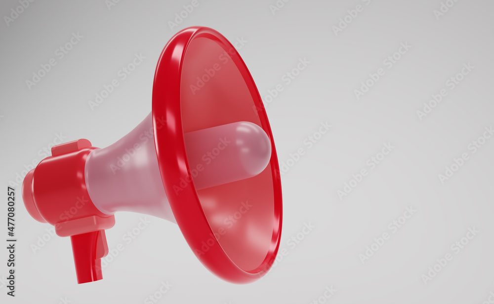 Red megaphone isolate on white background with copy space for texts ...