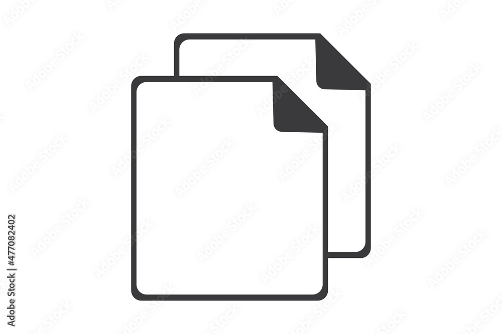 Simple Copy icon. Replication file outline symbol. on white background for website, application ...