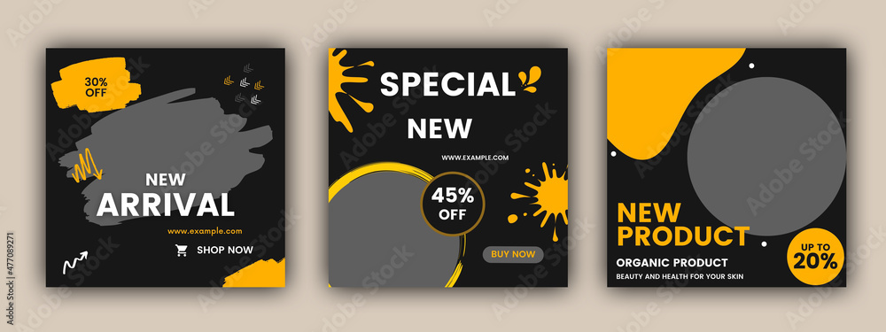 Set of Editable minimal square banner template. green color background ...