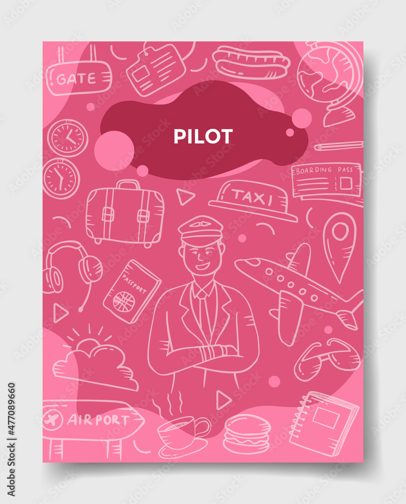 pilot jobs career with doodle style for template of banners, flyer ...