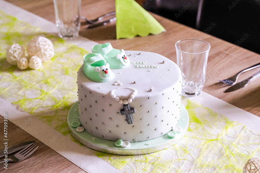 The inscription on cake Baptism beautiful children's cake Culinary ...