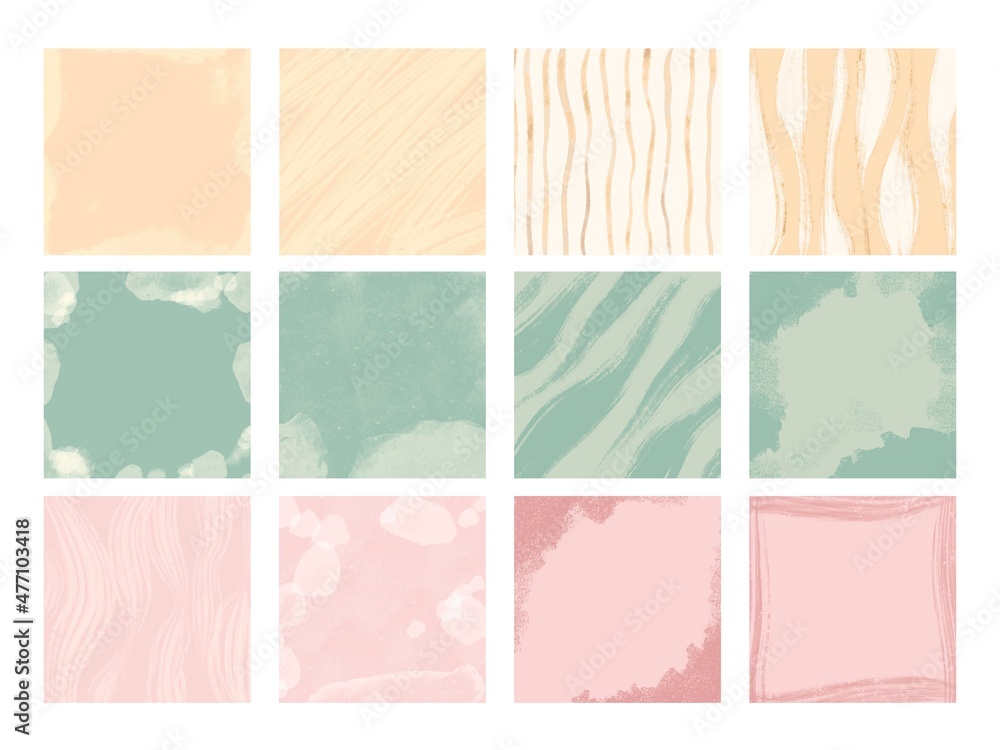 Collection of watercolor square backgrounds. Abstract templates for ...