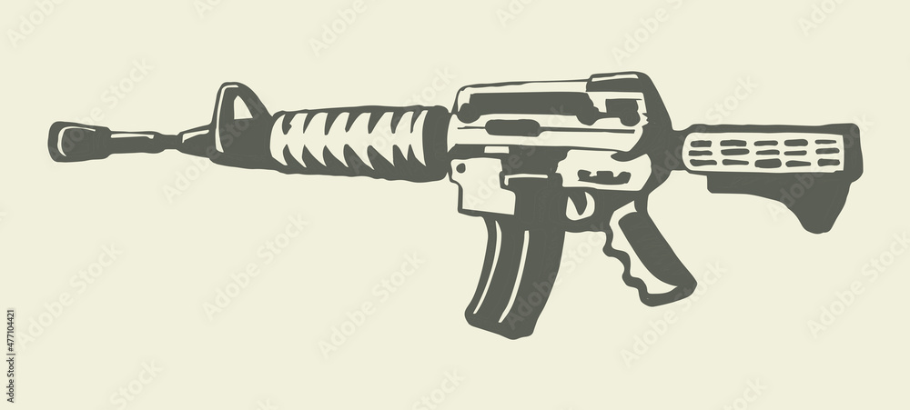 Submachine gun. Vector drawing object Stock Vector | Adobe Stock