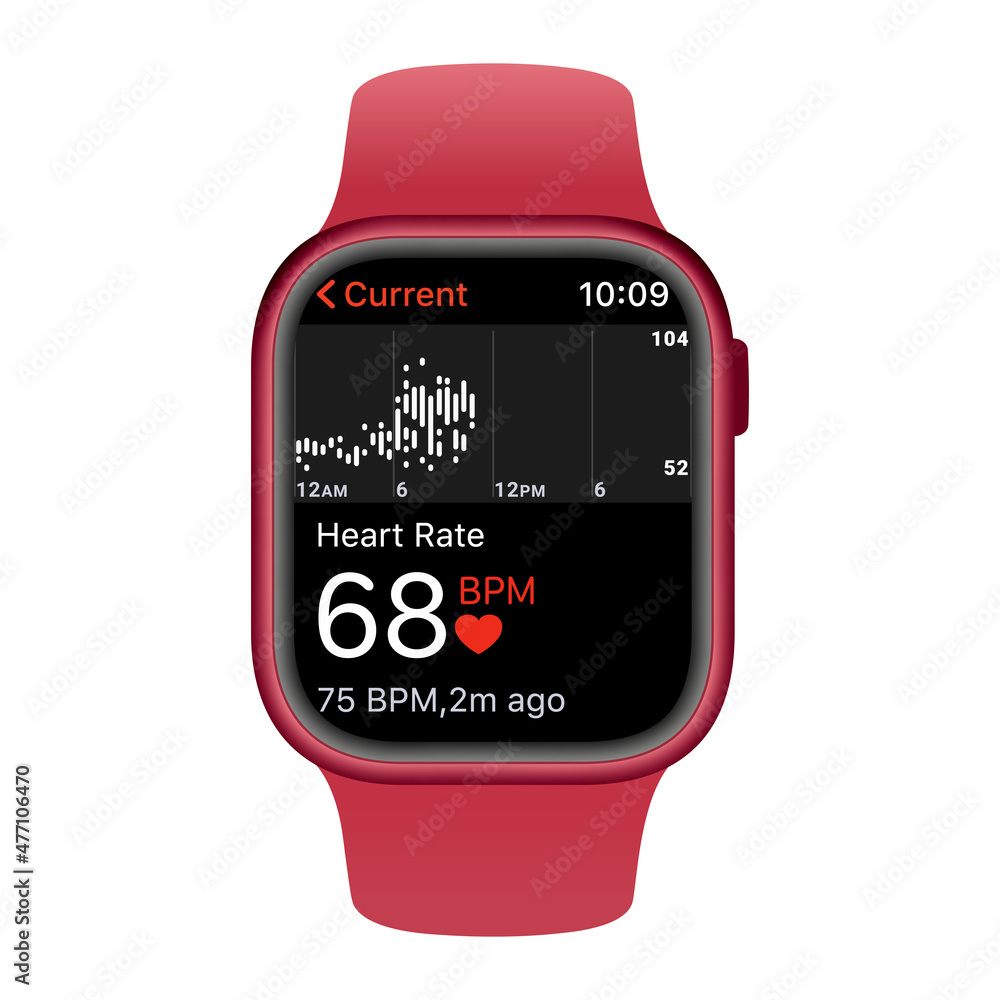 Apple watch series 7. Heart rate control with smart watch. Wristwatch ...