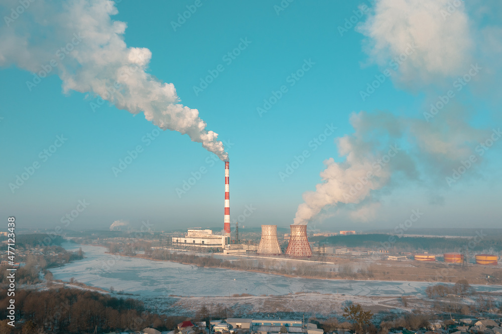 White Smokestack pollution from Coal and Lignite burning at Thermal ...