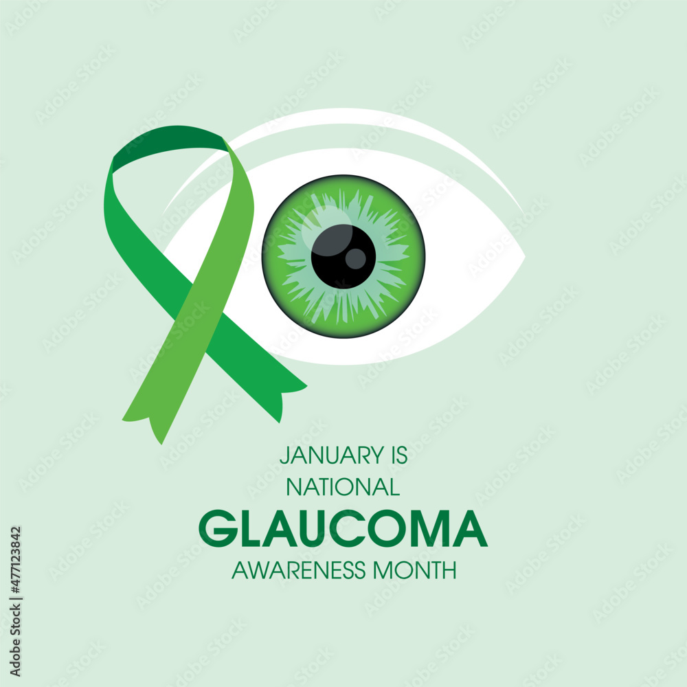 January is National Glaucoma Awareness Month vector. Human eye with ...