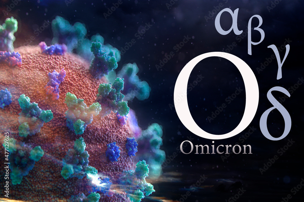 Graphic illustration of the Covid-19 virus mutations (in Greek Alphabet ...