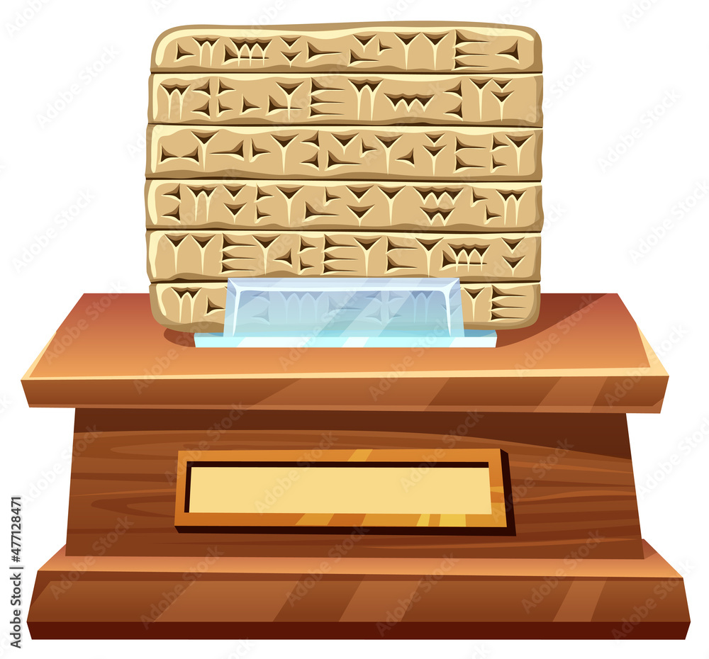 Akkadian cuneiform, assyrian, sumerian writing in museum. Old script ...