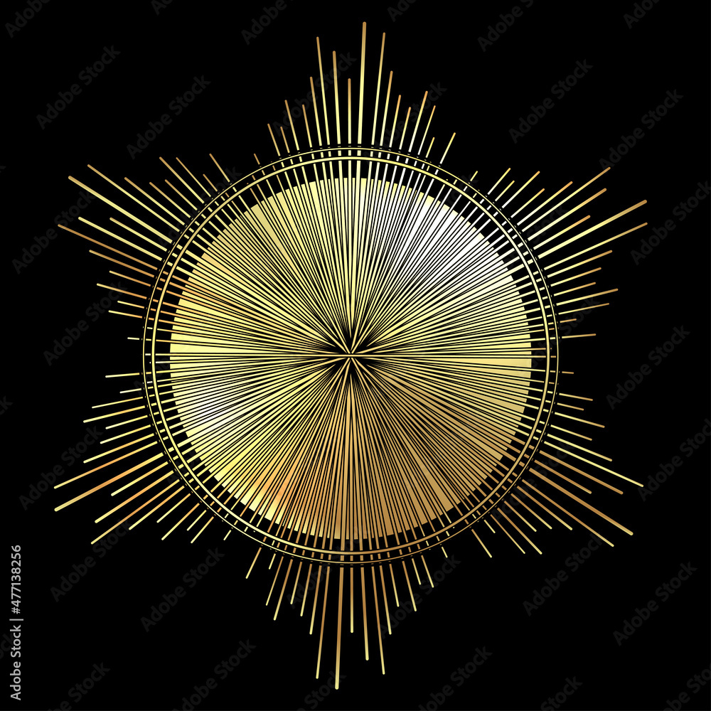 Rays of light as a halo. Hand drawn vector illustration isolated on ...