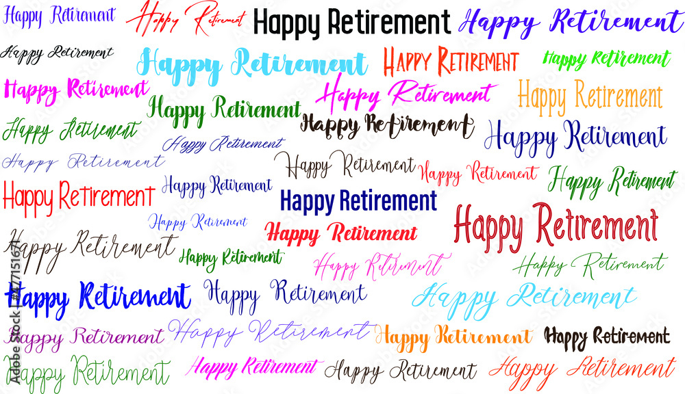 Happy Retirement Typography Design in Multi Style Fonts Stock Vector ...