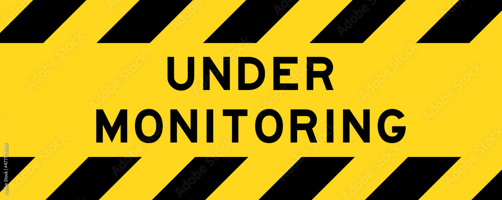 Yellow and black color with line striped label banner with word under ...