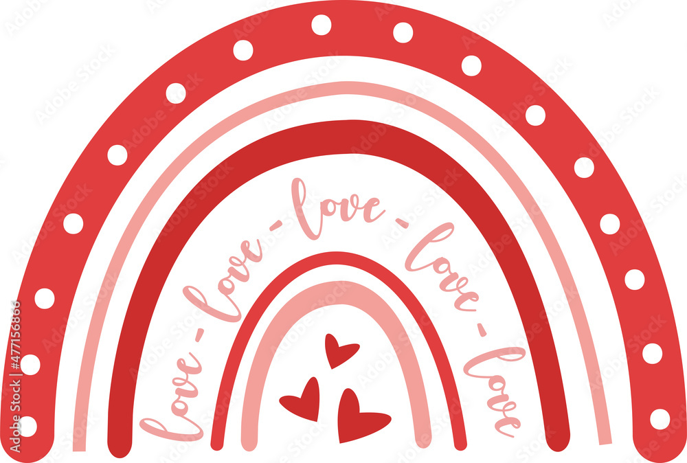 Cute Valentine's day rainbow vector illustration isolated on white ...