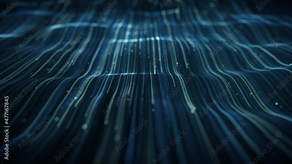 Abstract Light Fiber Strings Flowing Background Loop/ 4k animation of ...