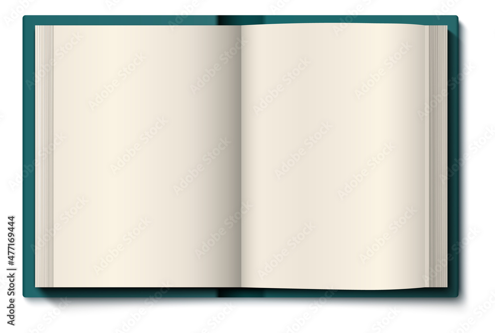 Two page spread mockup. Realistic open book top view Stock Vector ...