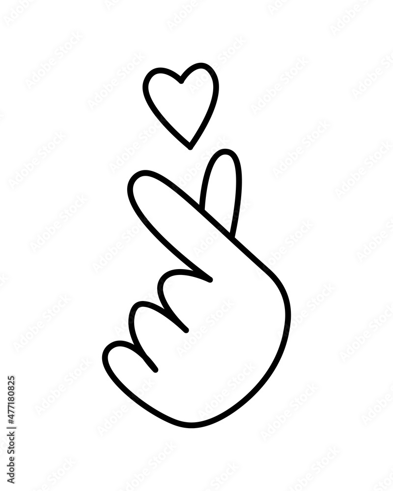 K-pop mascot. Symbol hand heart. Korean popular music style. Music ...