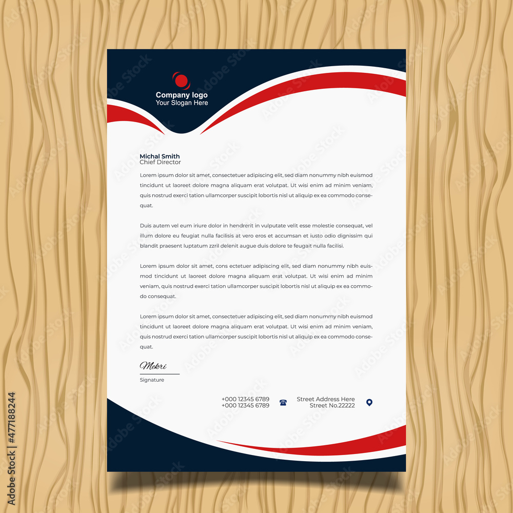 Blue Letterhead Design For Office. Stock Vector | Adobe Stock