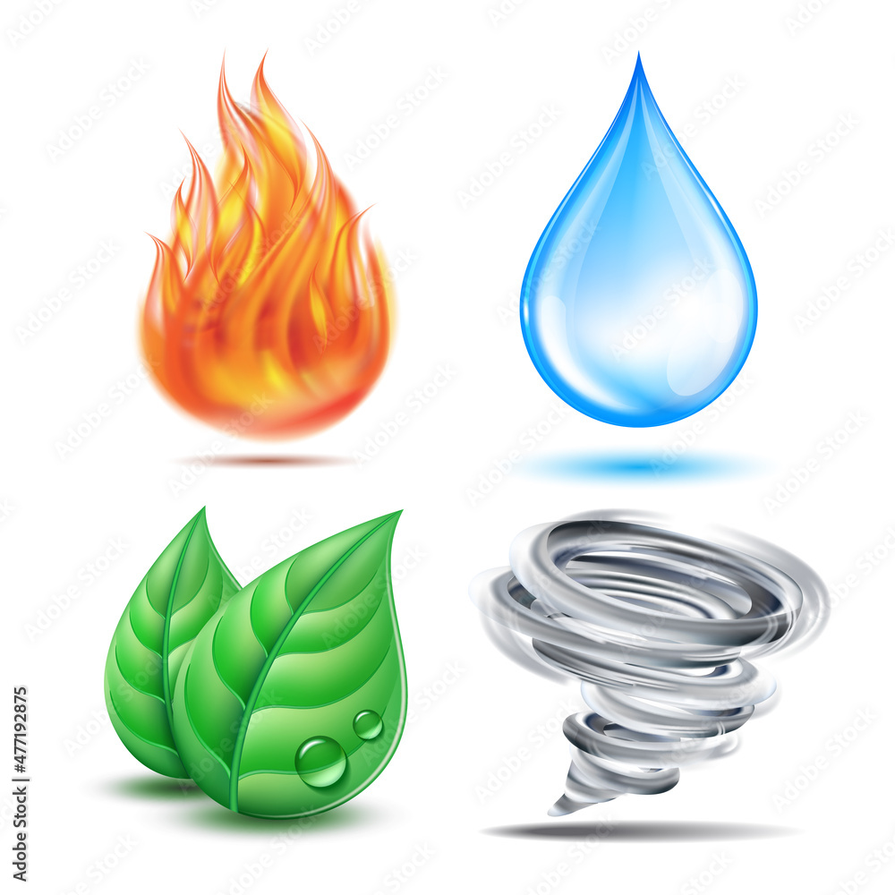 Four Elements Symbols Fire Air Water Earth Stock Vector Adobe Stock