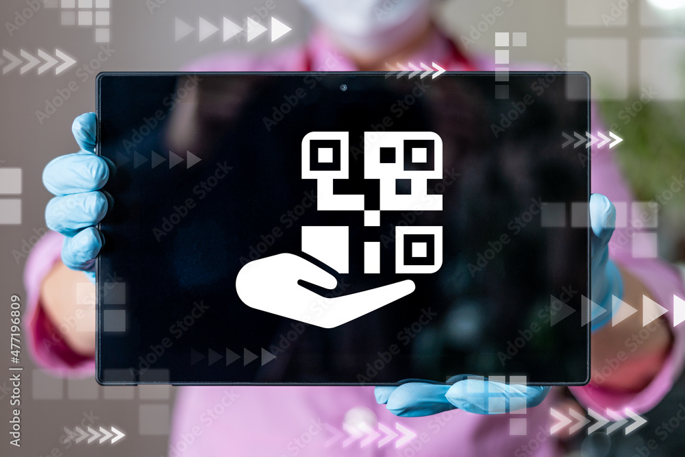 Covid-19 certificate medical pass concept. QR code technology ...