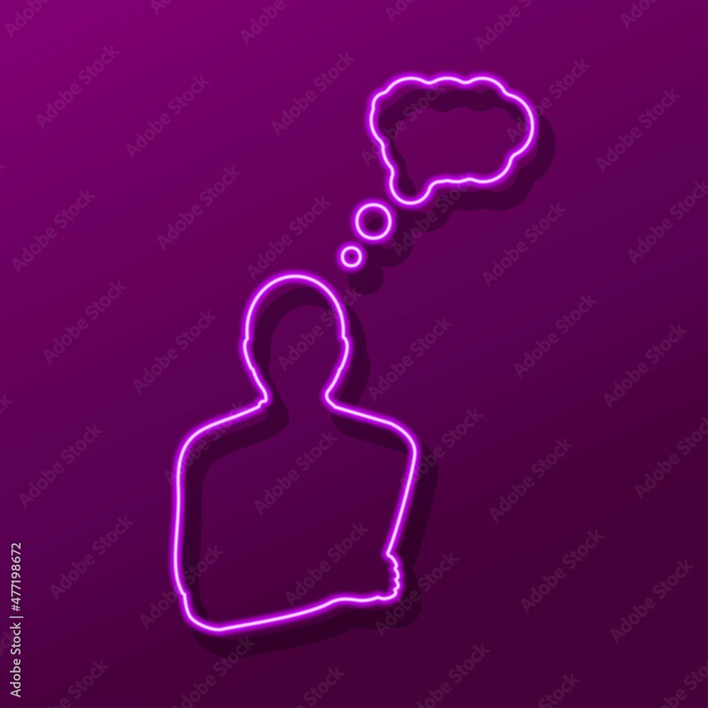 pensive man neon sign, modern glowing banner design, colorful modern ...