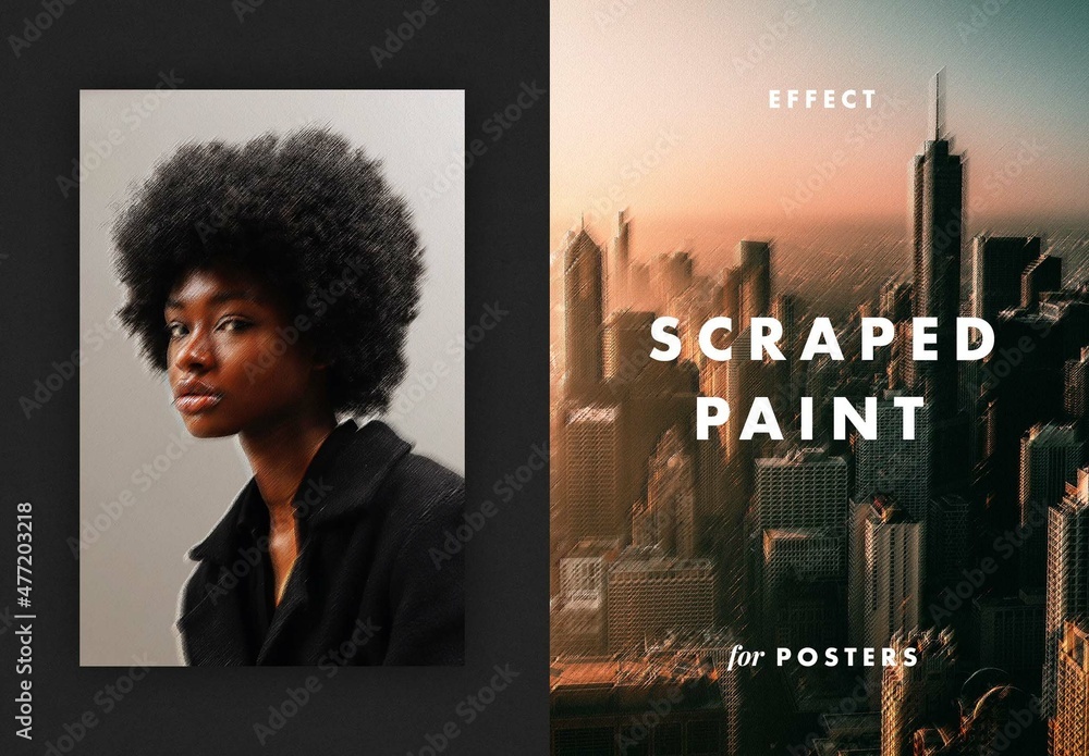 Scraped Painting Poster Photo Effect Mockup Stock Template | Adobe Stock