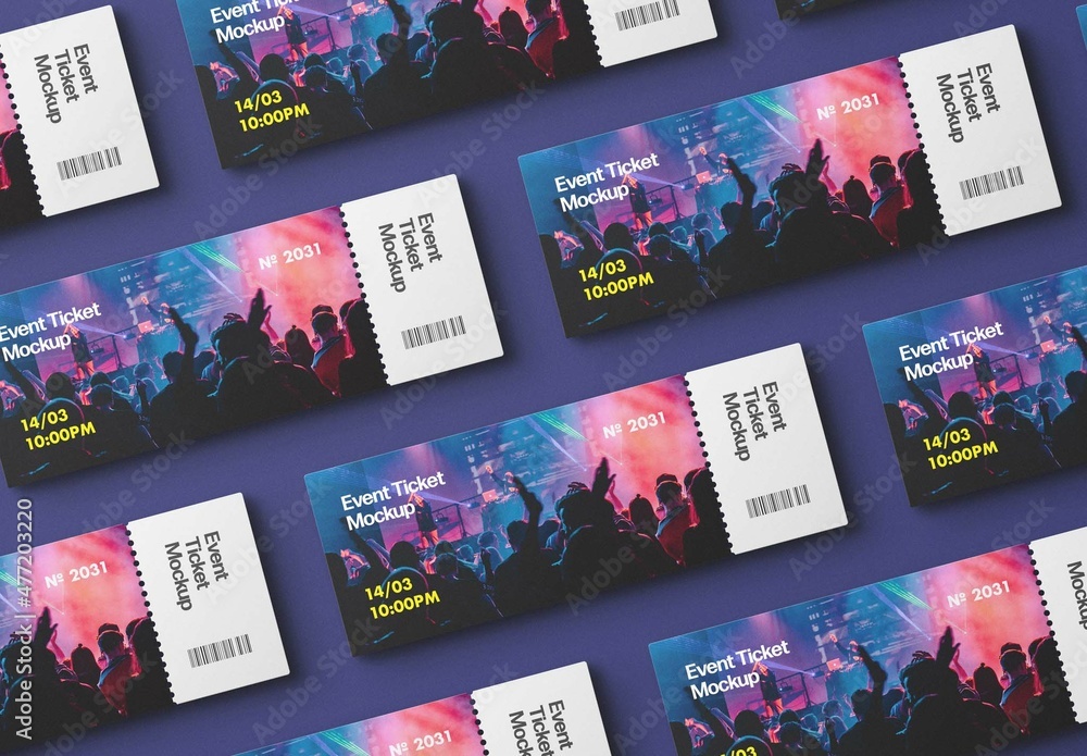 Event Ticket Pass Grid Mockup Stock Template | Adobe Stock