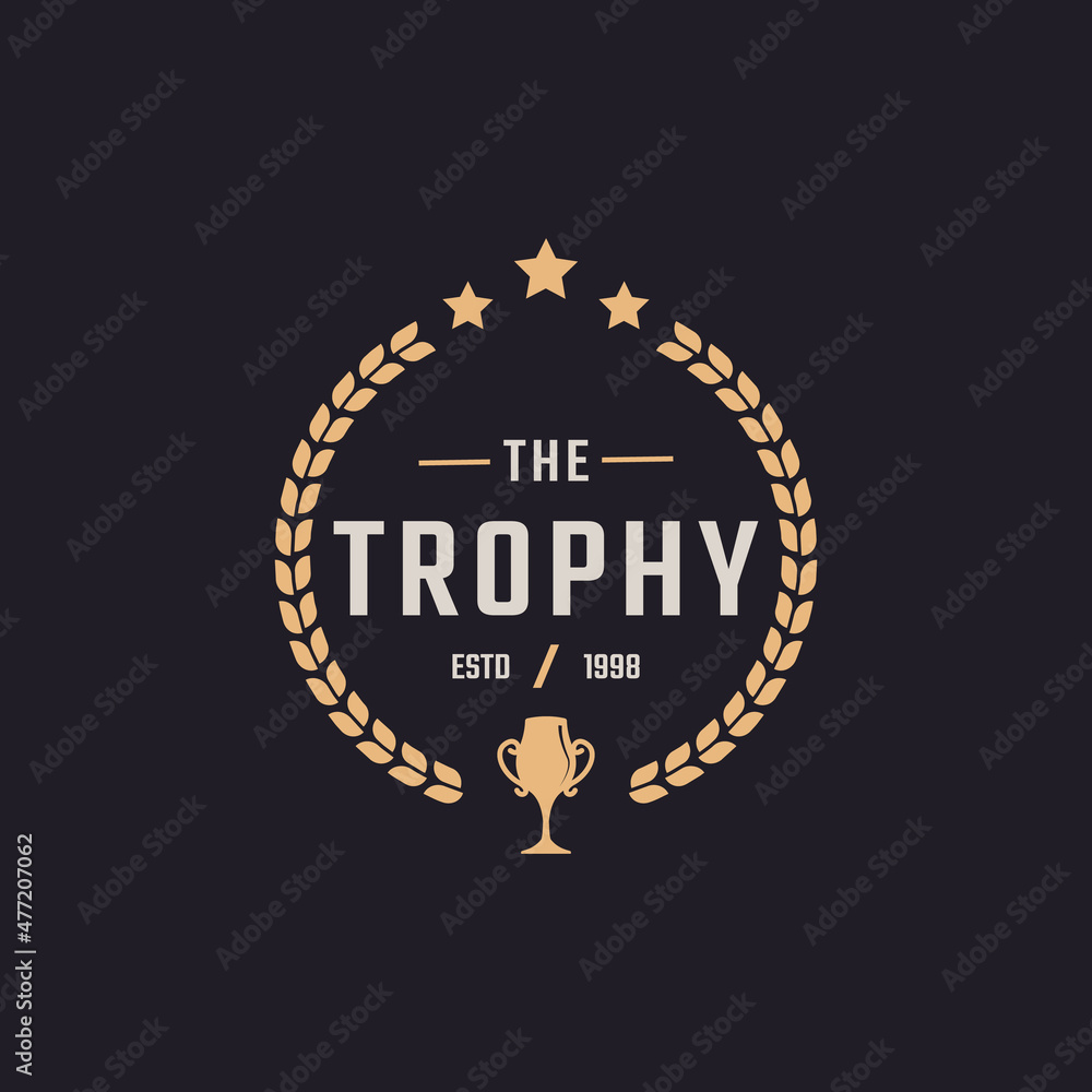 Classic Vintage Label Badge Emblem Trophy Cup Beer for Retro Sport Bar ...