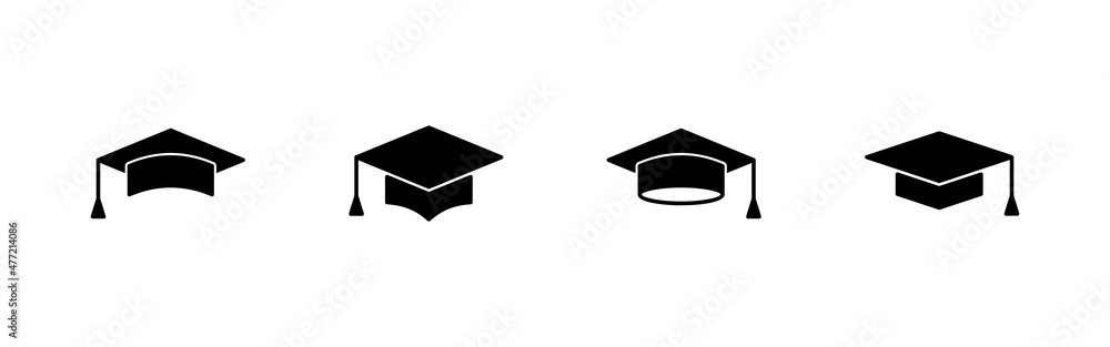 Education icon set. Graduation cap sign and symbol. Graduate. Students ...