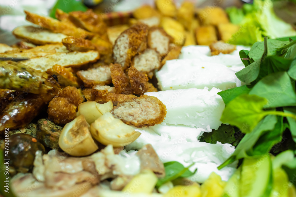 Vietnamese food set, bun dau mam tom, popular street food made from ...