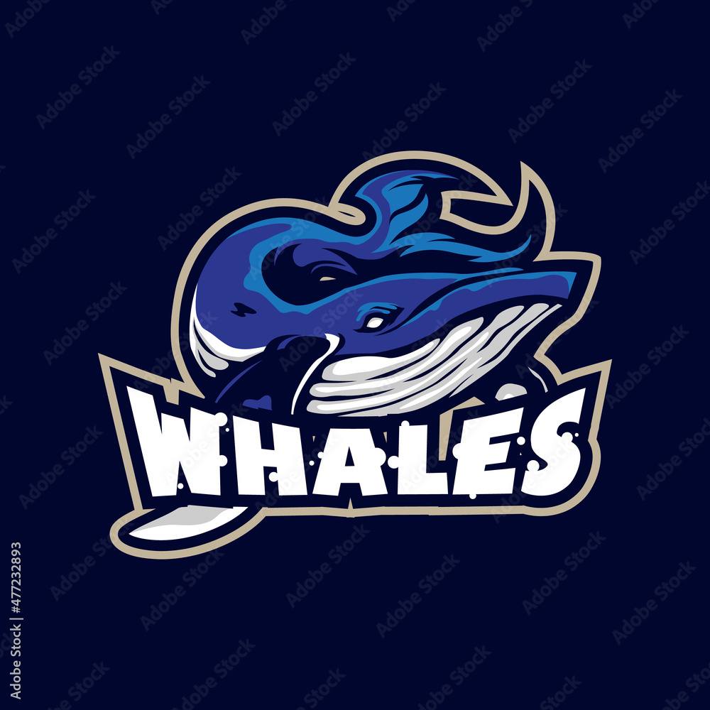 Whale mascot logo design vector with modern illustration concept style ...
