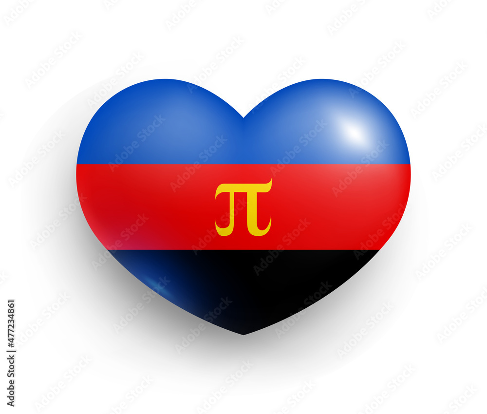 Polyamory pride flag of heart shape, glossy badge. Lgbtq flag, official ...