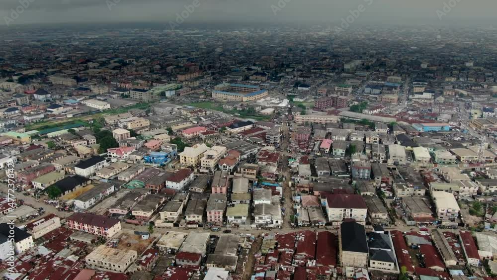 Densely populated suburb of Surulere in the mainland Lagos city of ...
