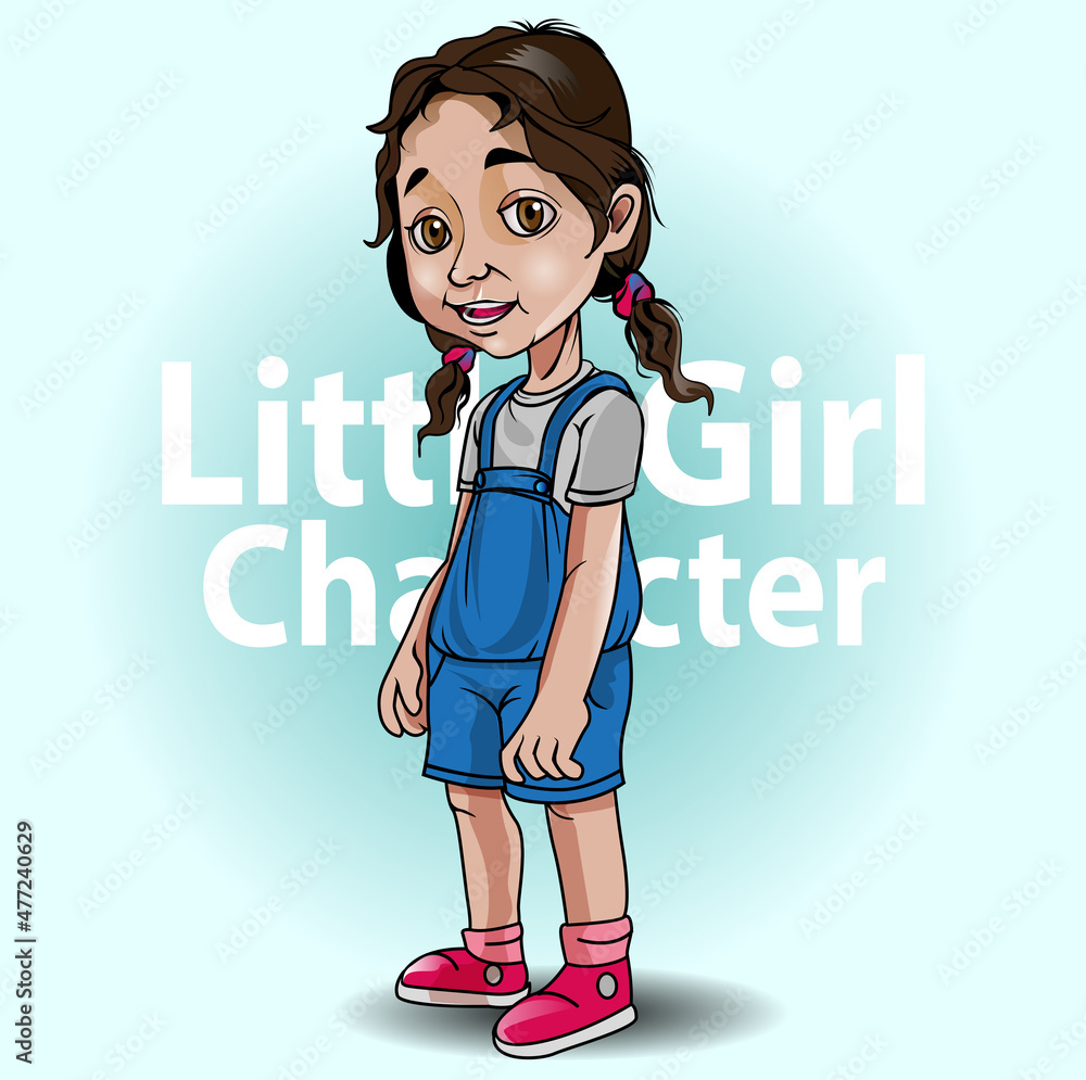 Little girl cartoon character, vector illustration. Stock Vector ...