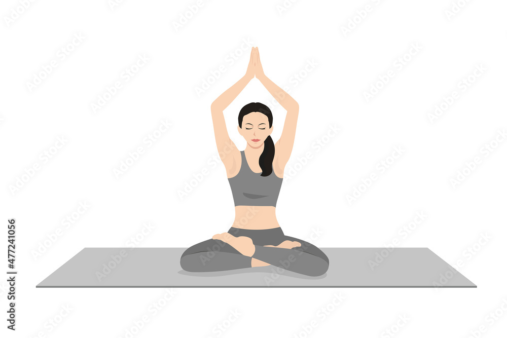 Seated Mountain Pose in Auspicious Pose. Beautiful girl practice ...