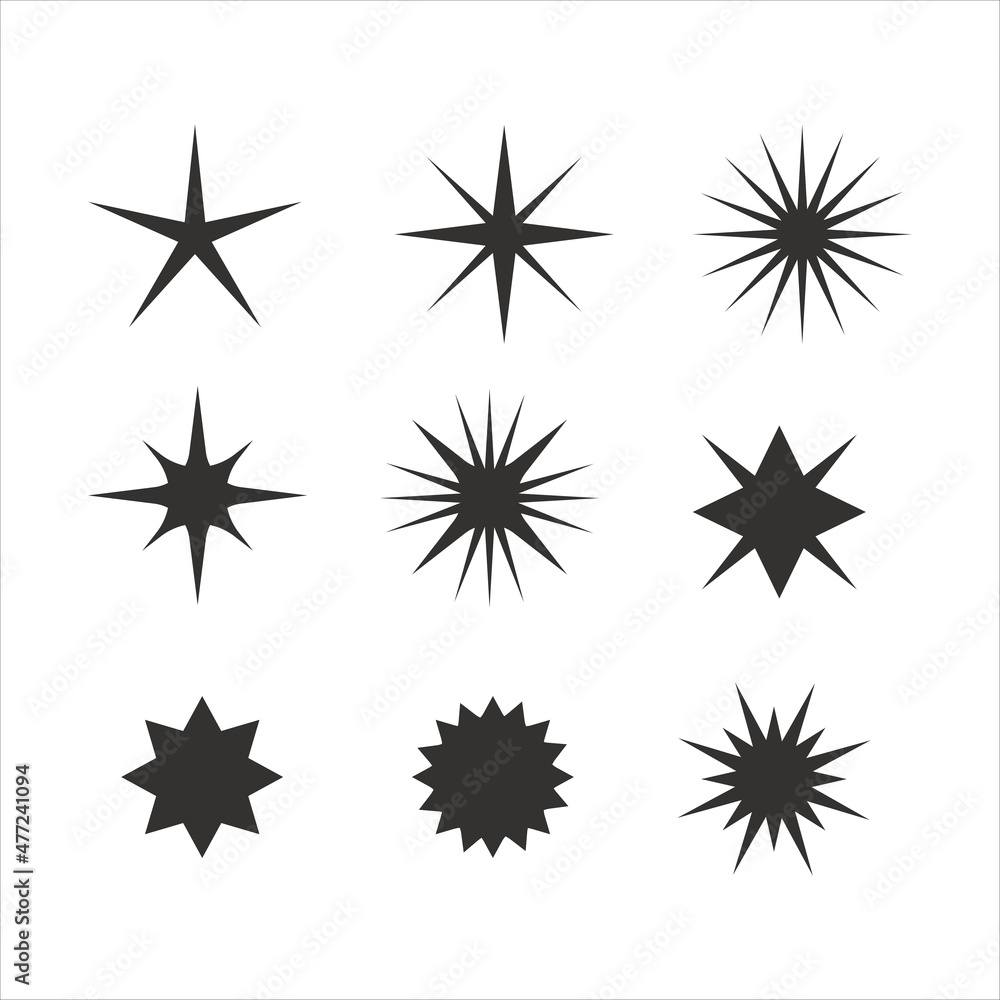 Star icons. Sparkles, shining burst. Vector symbols star isolated on ...