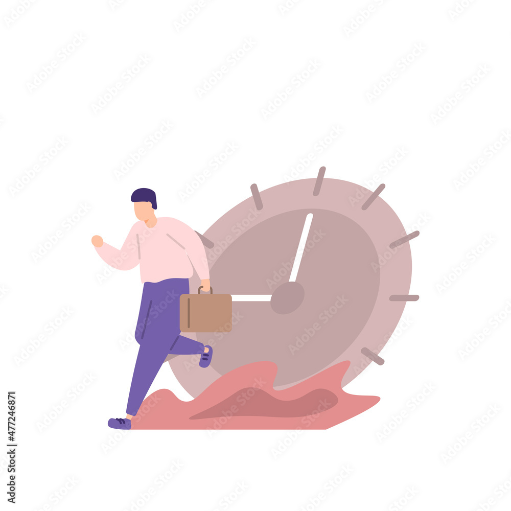 Vetor de illustration of an employee running to catch deadline time ...