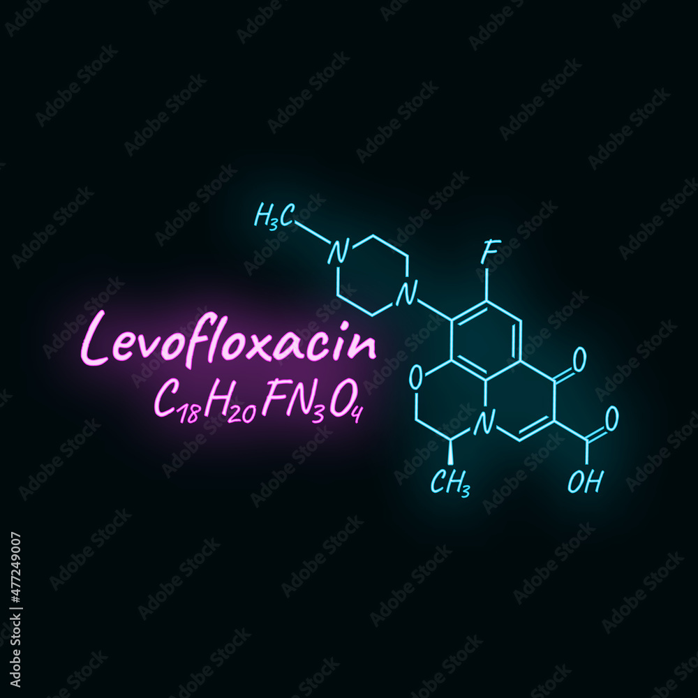 Levofloxacin antibiotic chemical formula and composition, concept ...