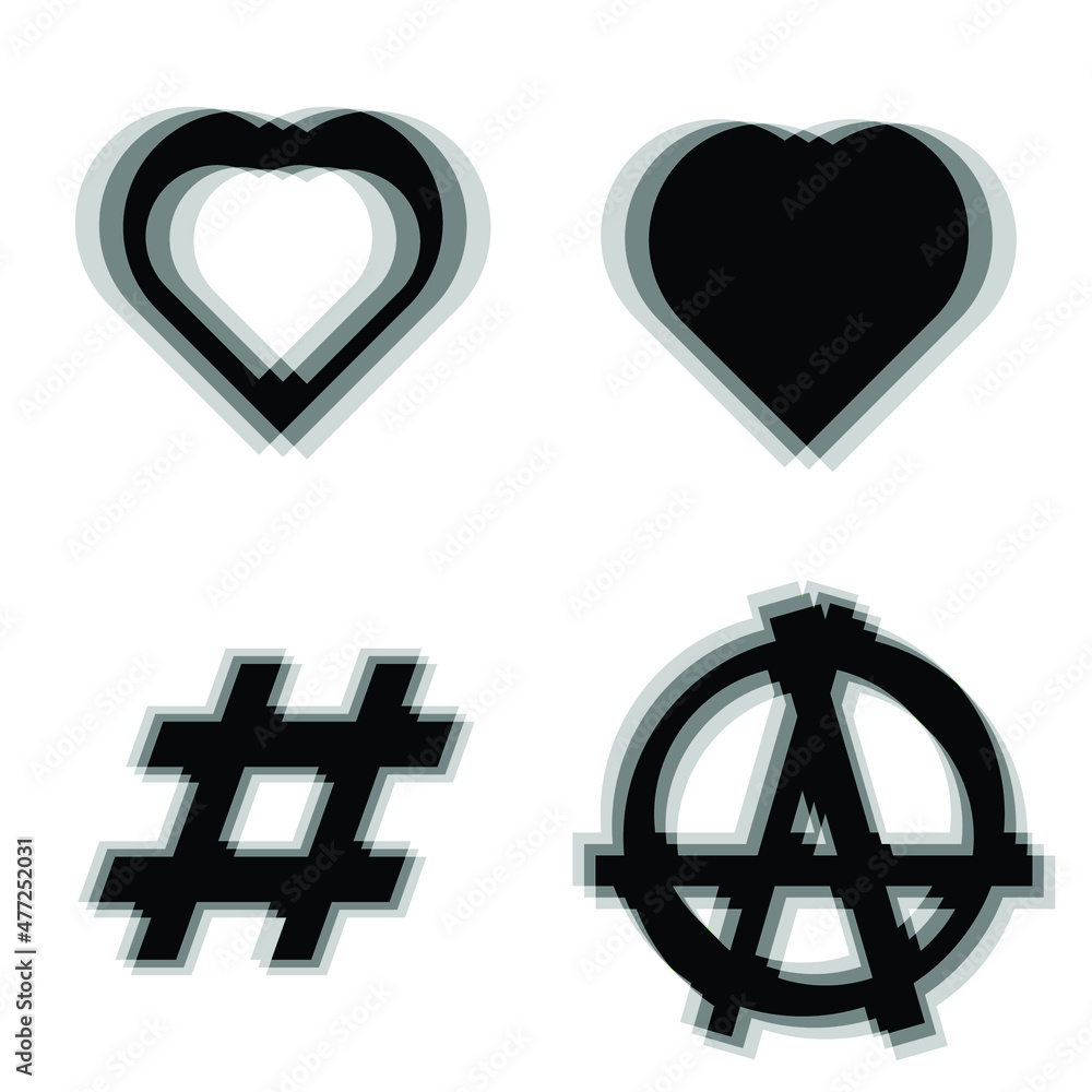 Glitch distorted geometric shape . Blurred various shapes .Minimal art ...