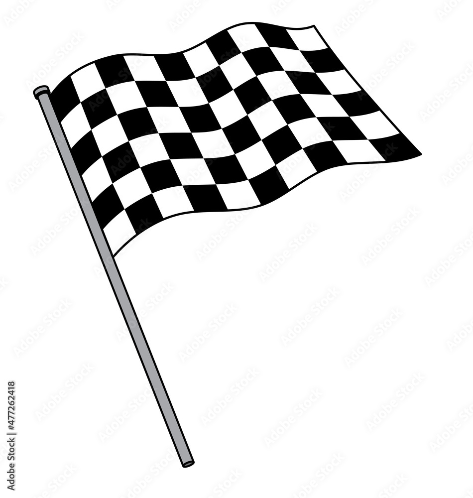 chequered checkered racing flag flying on pole Stock Vector | Adobe Stock