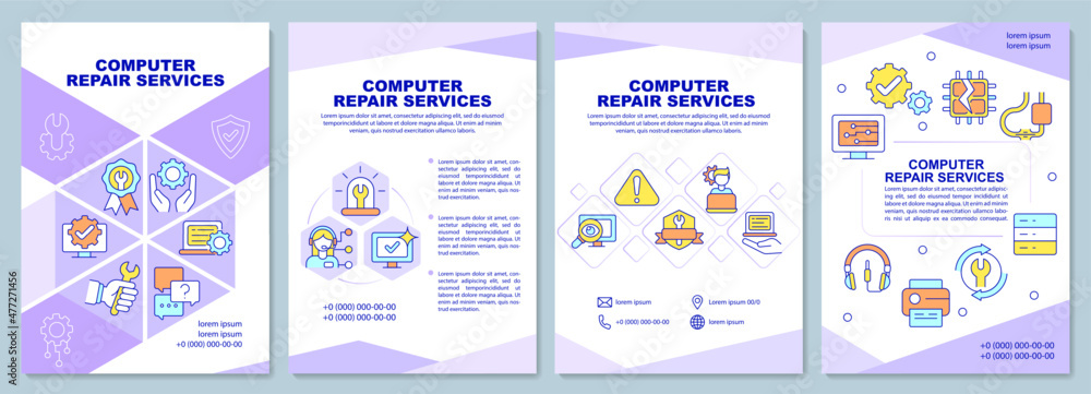 Computer repair services brochure template. Troubleshooting. Booklet ...