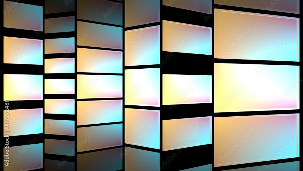 Colored neon screen on a black background.Yellow-pink orange neon ...